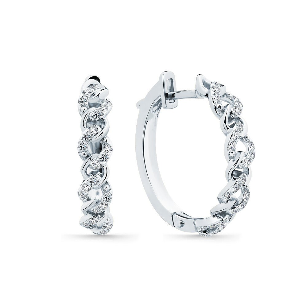 Серьги, белое золото, 585 проба, бриллиант