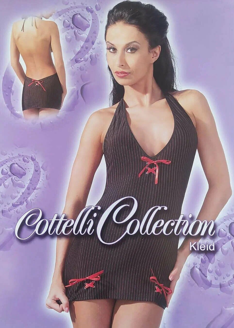 Сексуальное платье от Cottelli Collection с тонкими красными полосками, завязывающееся на шее, M