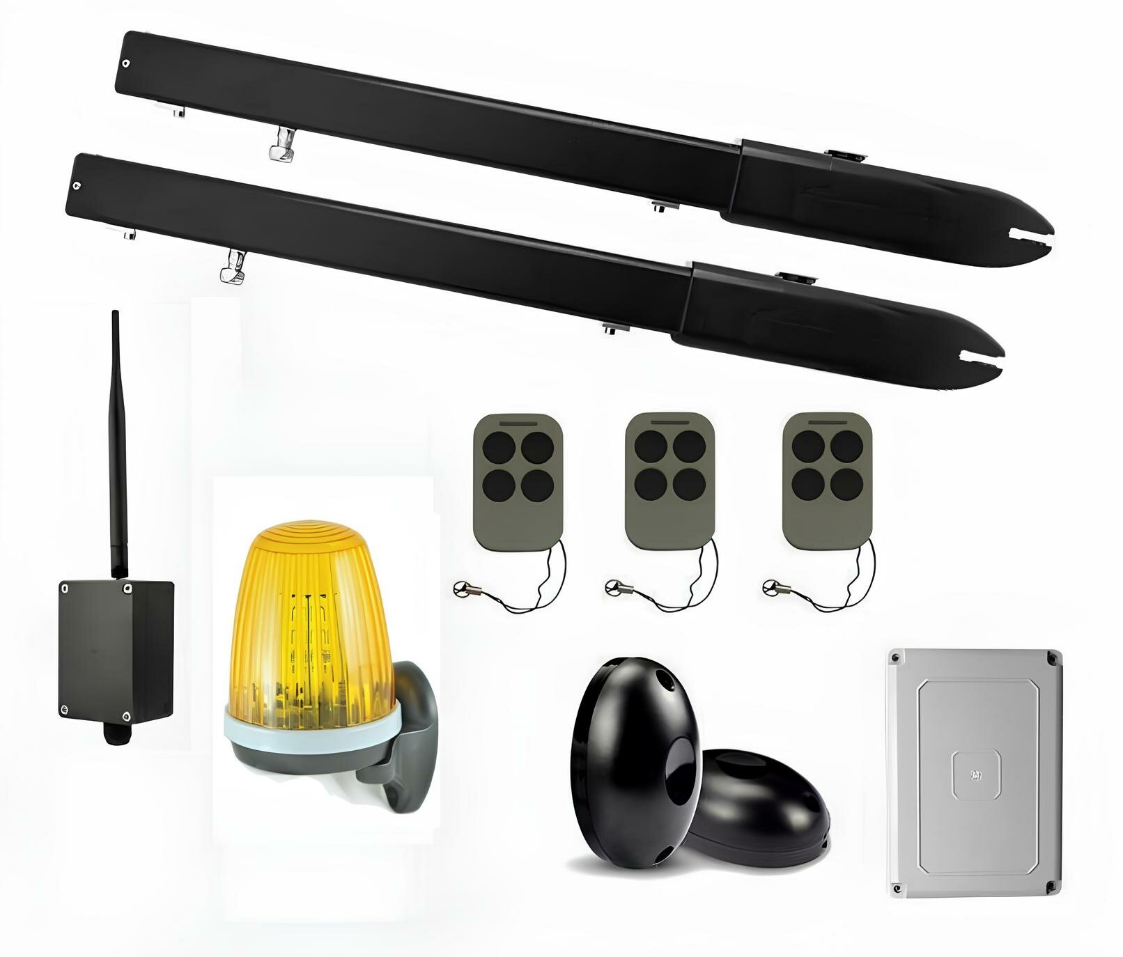 Автоматика для распашных ворот KSW-3000 FULL-T3-3K-BT, комплект: 2 привода, блок управления, 3 пульта, фотоэлементы, лампа, Bluetooth-модуль