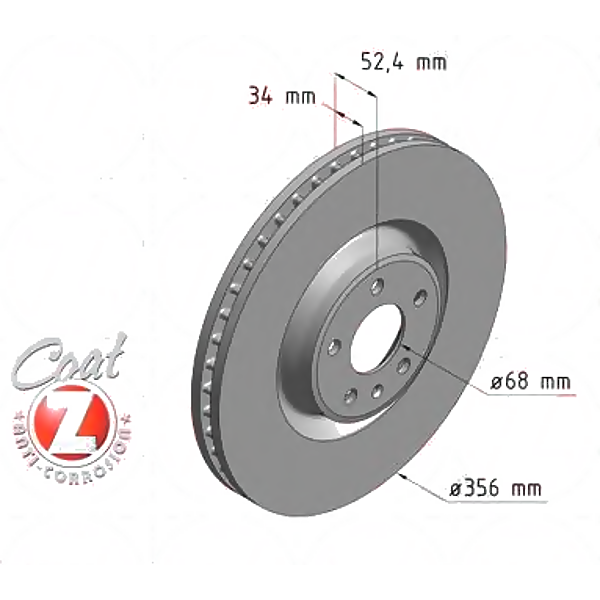 ZIMMERMANN 100.3357.20 (4G0615301A / 4G0615301K) диск торм Audi (Ауди) a6 / a7 2.0tfsi-3.0tfsi / 3.0tdi 10- пер вент
