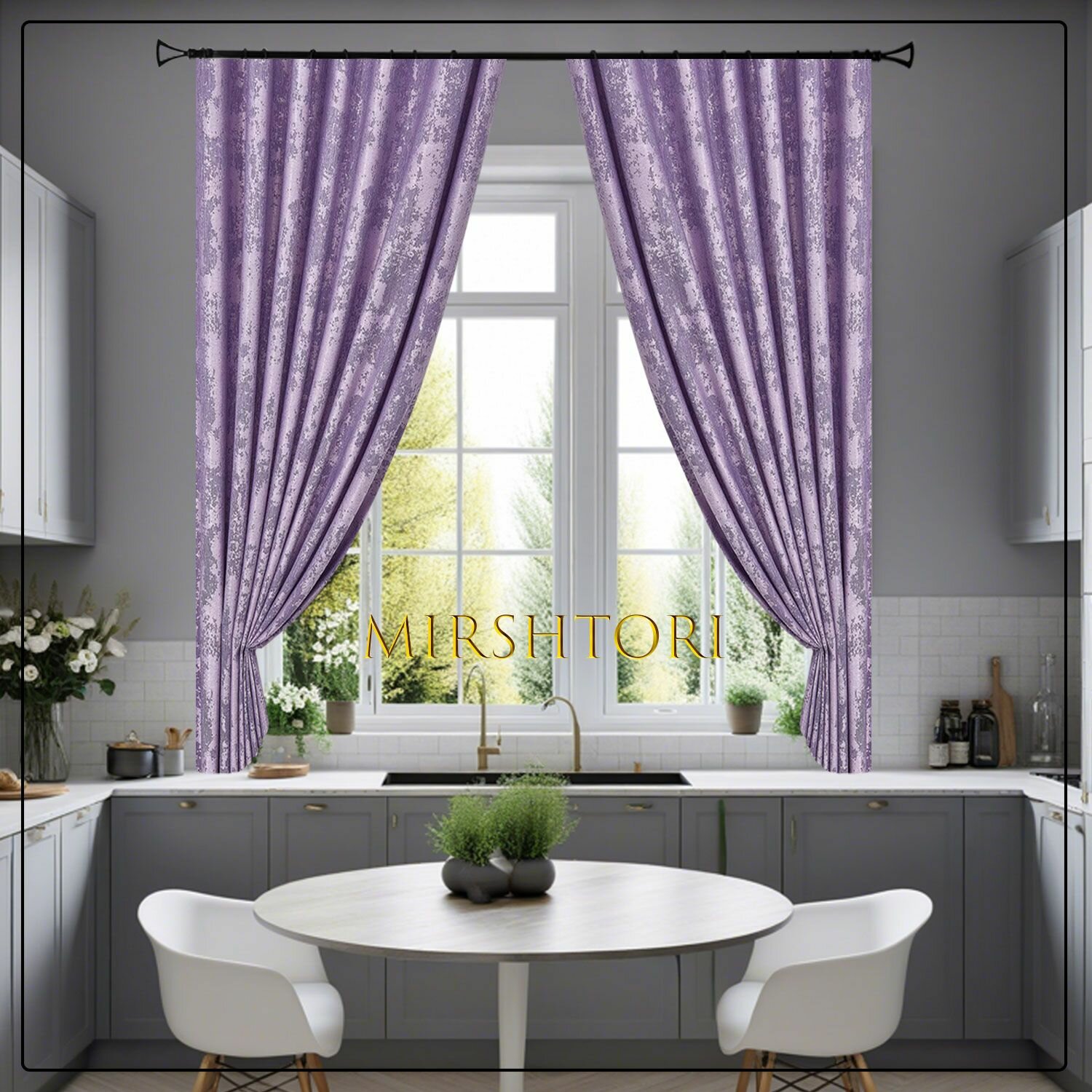 Шторы мраморные 130х160 2 шт короткие для кухни и спальни с рисунком двухцветные