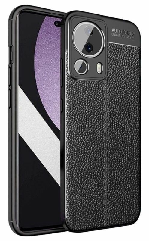 Чехол на Xiaomi 13 Lite силиконовый под кожу чёрный противоударный