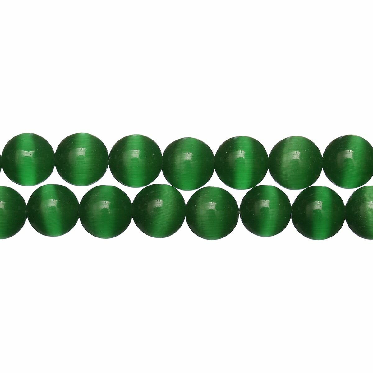 Бусины каменные, кошачий глаз (имитация), зеленый, 10мм, 39 шт, низка
