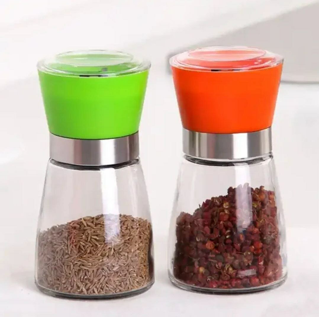 Набор мельниц, с дозаторами, керамические механизмы, пластик/стекло, 13см, 2шт