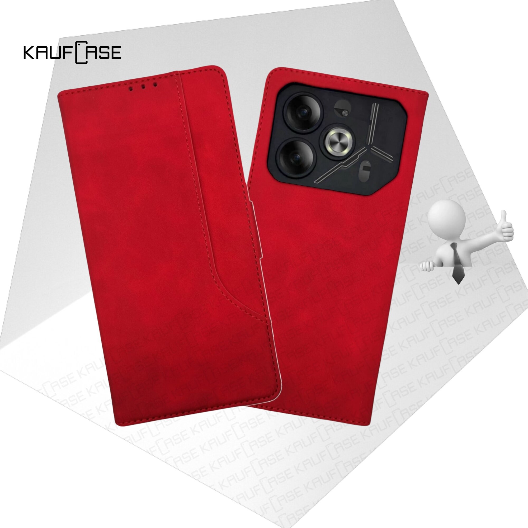 Чехол книжка с карманом кошельком для вашего смартфона Tecno Pova 6 4G/Pova 6 Pro (LI9) (6.78"), красный. Матовая текстура под кожу, дополнительный карман на крышке чехла, отделения для карт и купюр