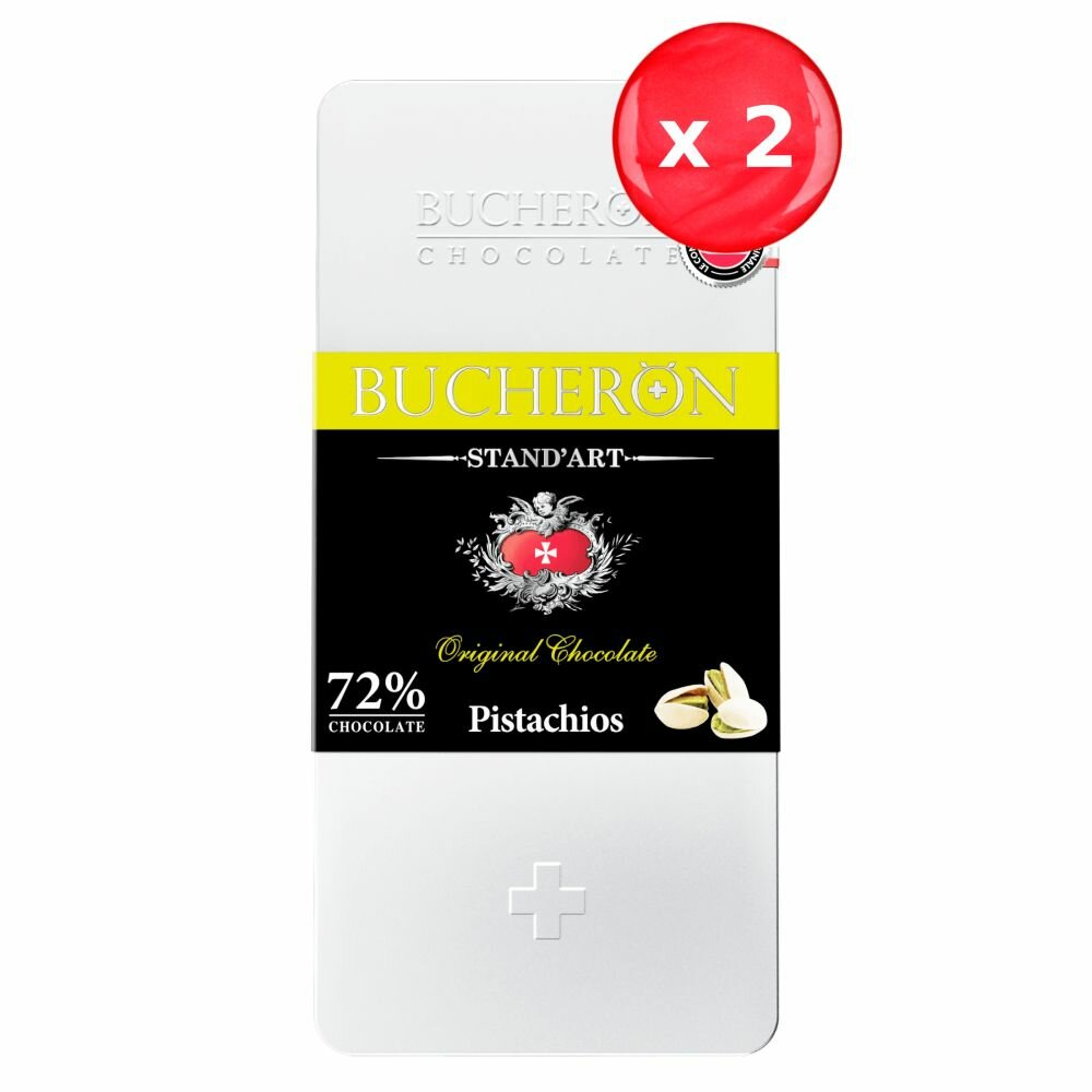 Шоколад Bucheron standart горький с фисташками 72% 100 г, набор из 2 шт.