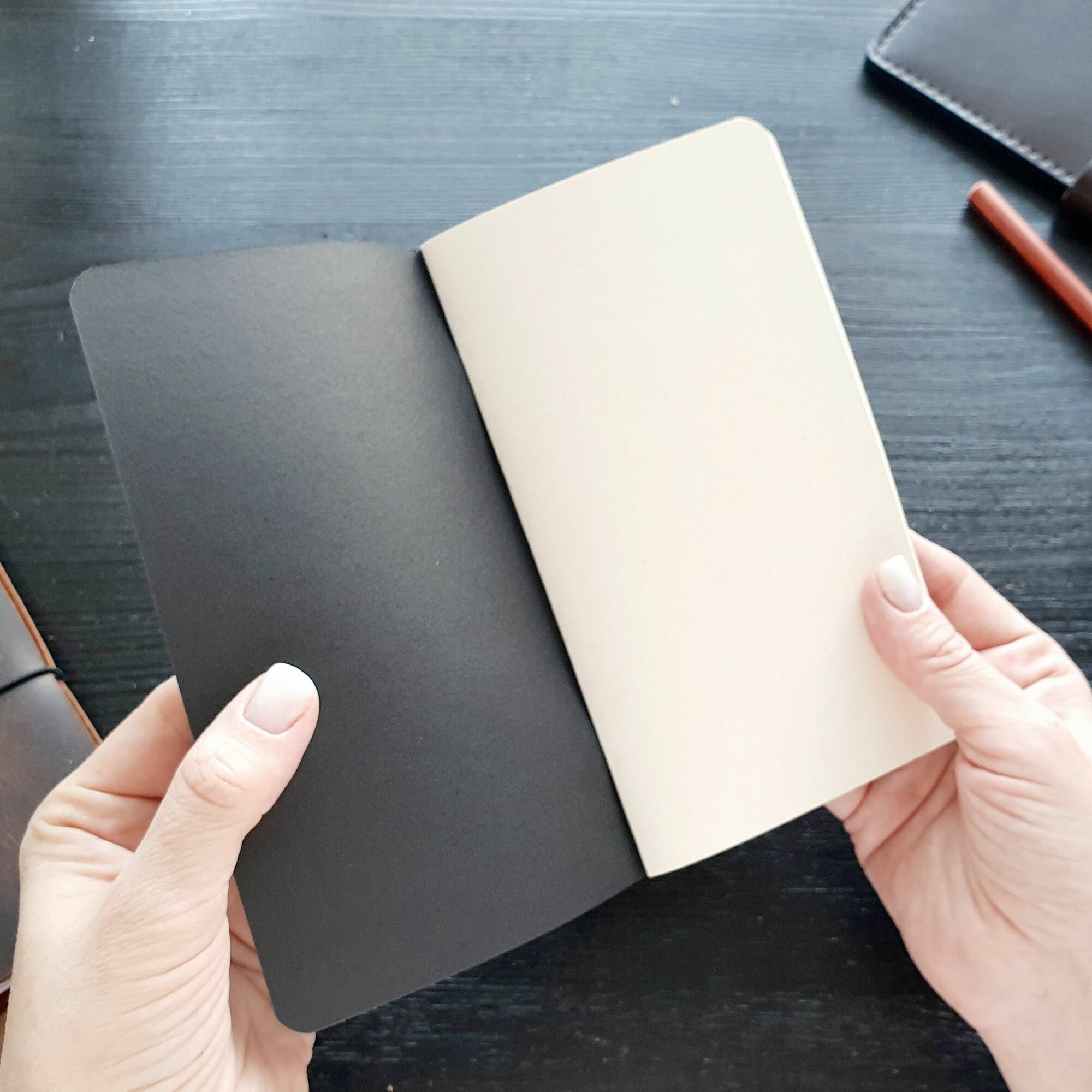 Сменные блокноты формата Midori Personal (9,5х17см) эко без разлиновки, запасные тетради 3 штуки по 30 листов