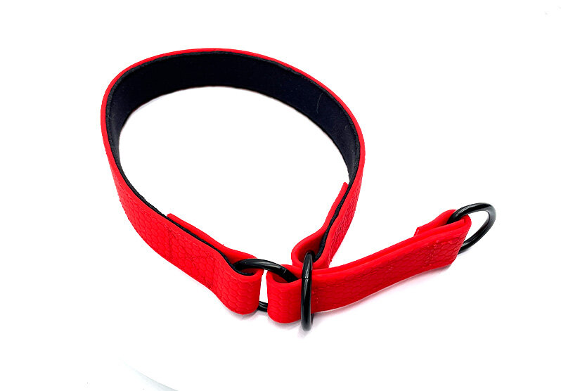 Ошейник полуудавка из биотана гриппи с подкладкой из неопрена красный шир.25 мм размер S (25-30 см)