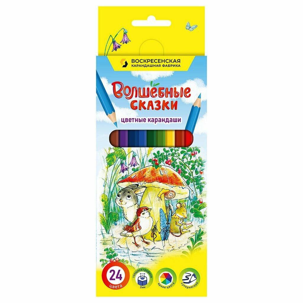 Карандаши цвет. 24цв ВКФ "Волшебные сказки" дерево