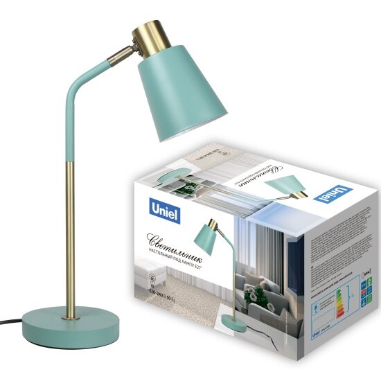 Светильник настольный Uniel UML-B700 E27 GREEN Механический выключатель.
