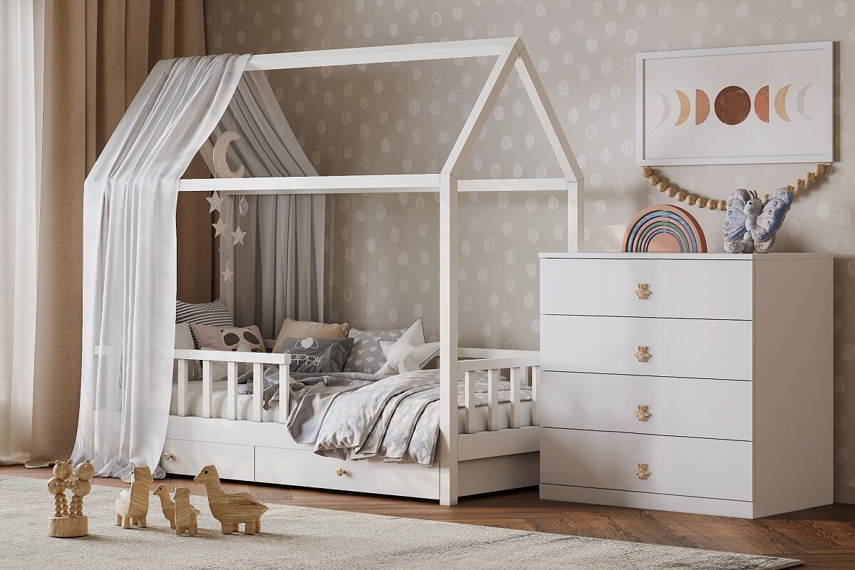 Комод МебельЛэнд24 Скарабей - 4 МДФ Белый 80x52x80 с 4 ящиками