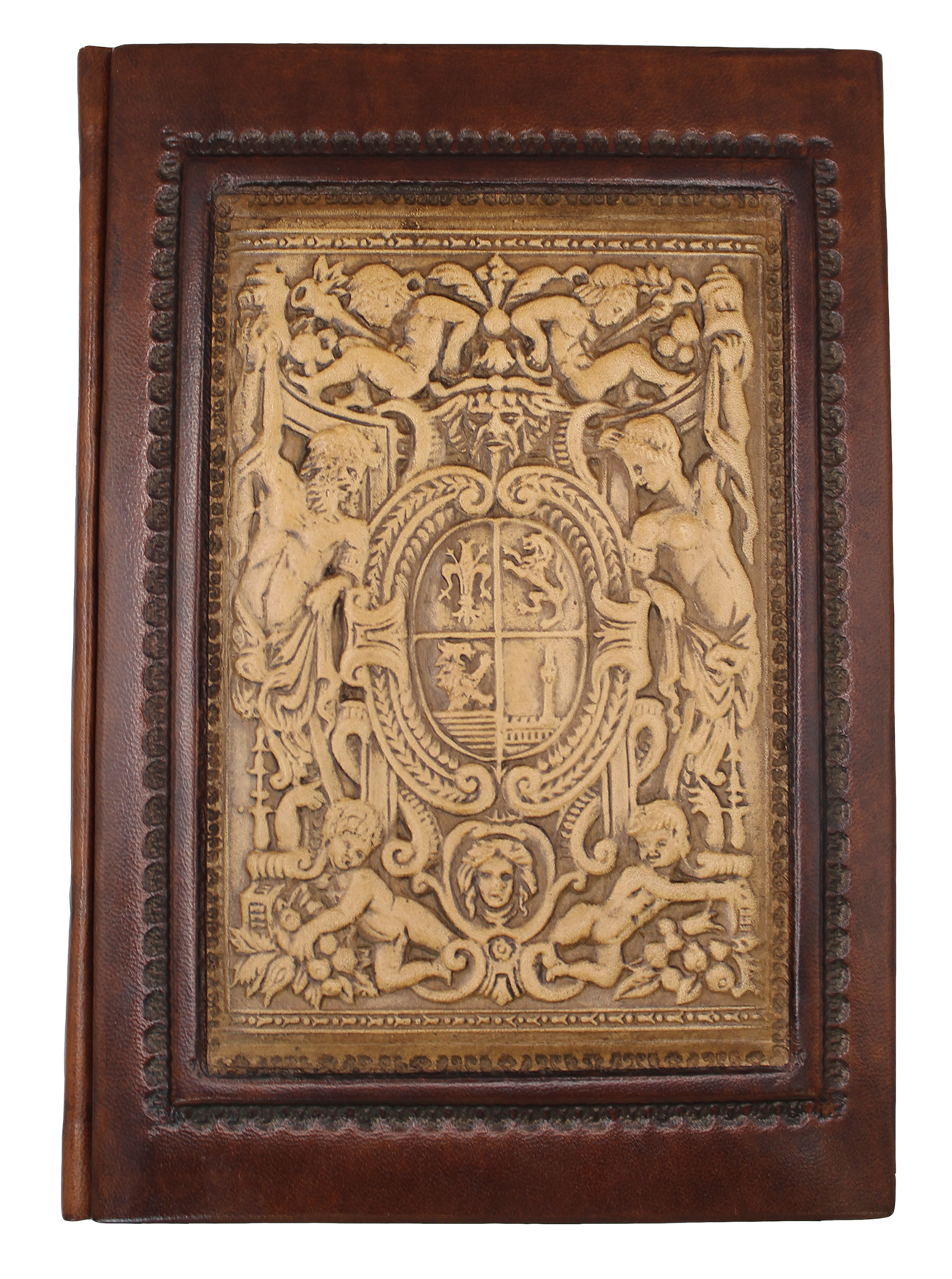 Ежедневник из натуральной кожи "Гиганты" 15х22 темно-коричневый. Cменный блок страниц