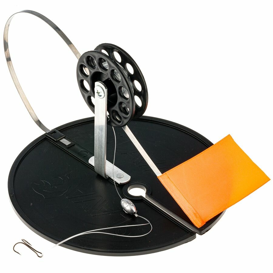 Жерлица диаметр 18 см на алюминиевой стойке кат. 6.5 см оснащенная Судак 5шт. в сумке