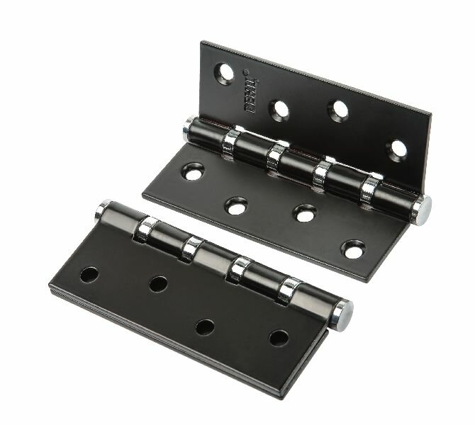 Петли дверные универсальные ренц IN100-4BB FH B/CP, черный/хром блестящий