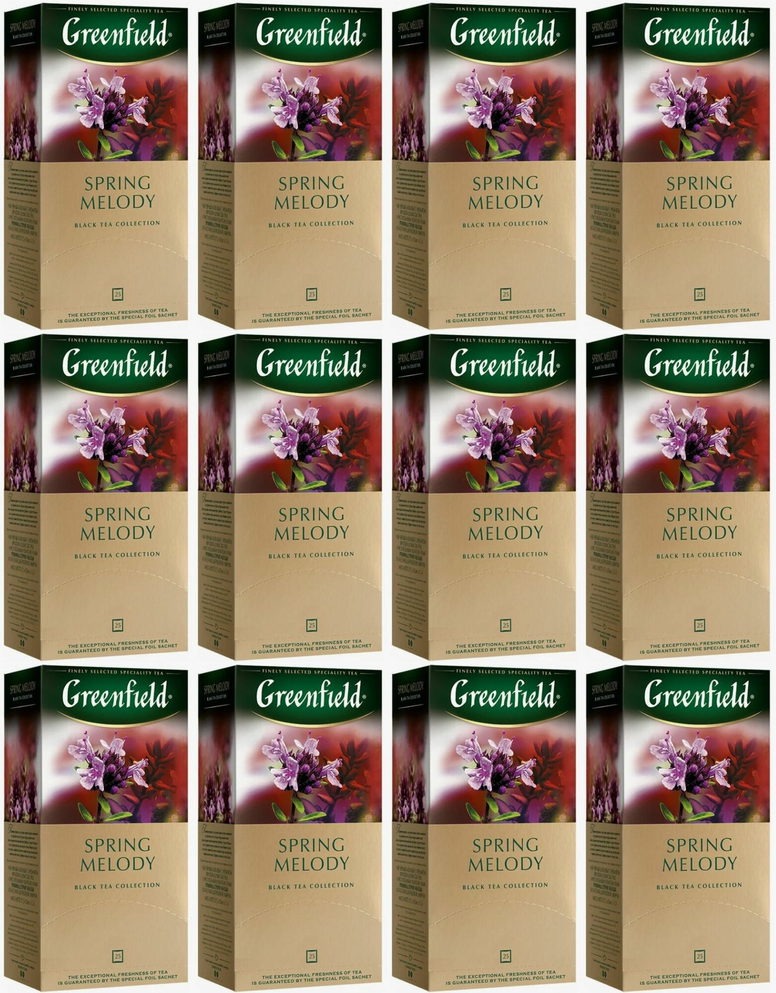 Greenfield Чай черный байховый Spring Melody, 25 пакетиков, 12 уп