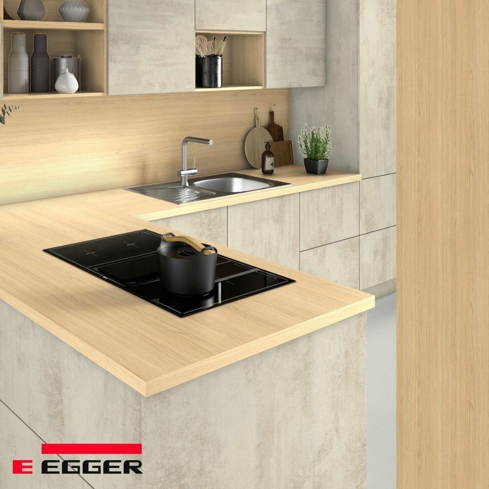 Столешница для кухни Egger 2700х600x38мм с торцевыми планками. Цвет - Дуб Виченца