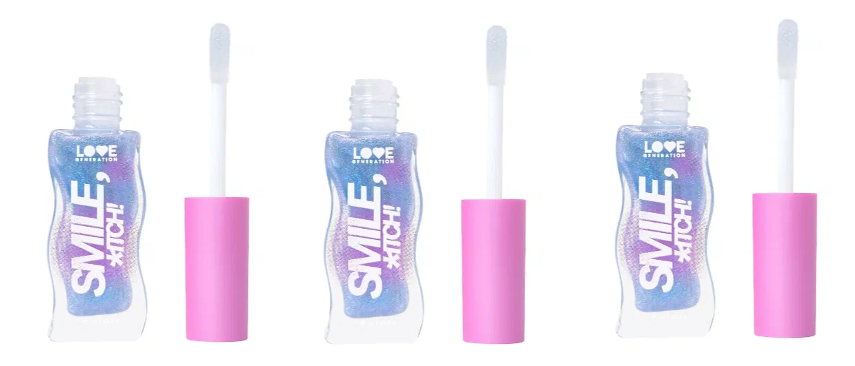 Блеск для губ Love Generation Smile, *itch! тон 08 прозрачный с голубыми сияющими частицами, 10 мл 3 шт