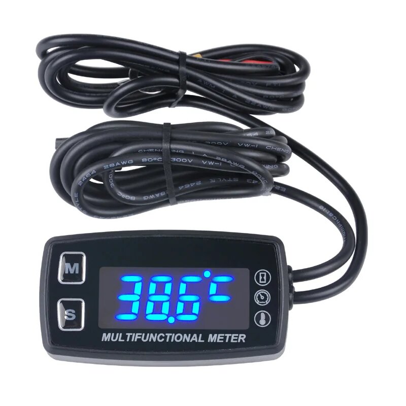 Тахометр 035LT с цифровым светодиодным дисплеем, счетчик моточасов, тахометр с датчиком температуры для двигателей с тактом 2/4, цепные пилы, тракторы