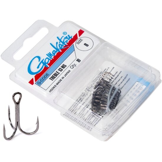 Крючки-тройники Gamakatsu 13NS TREBLE HOOKS BLACK размер 08 10шт.
