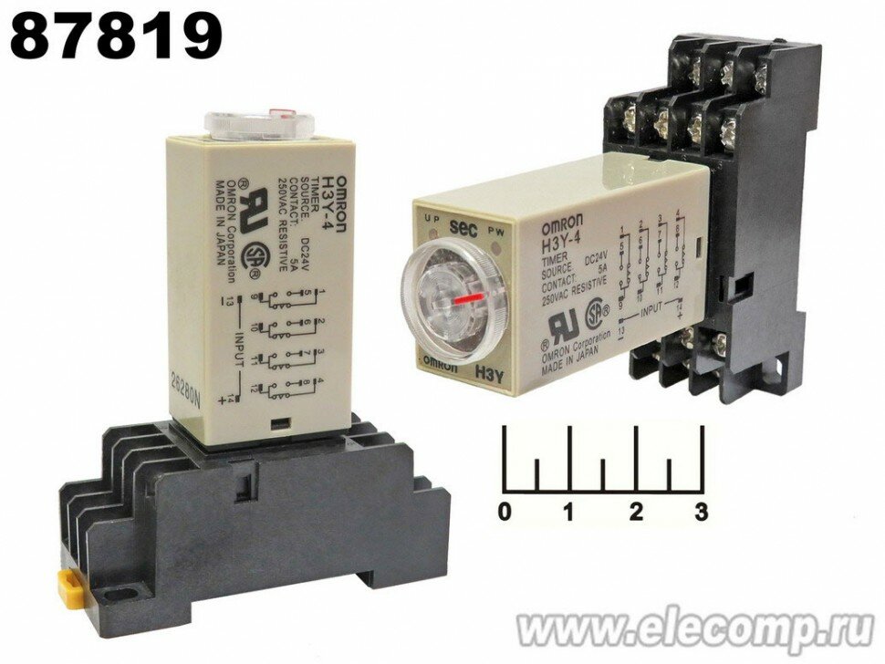 Реле времени 24V 0-30сек (таймер) H3Y-4 + розетка