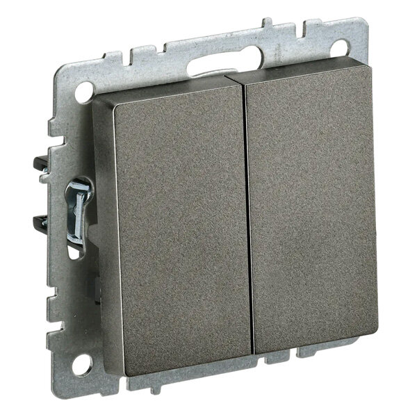 Выключатель встраиваемый двухклавишный проходной IEK BRITE BR-V22-0-10-K45 ВС10-2-6-БрТБ бронза