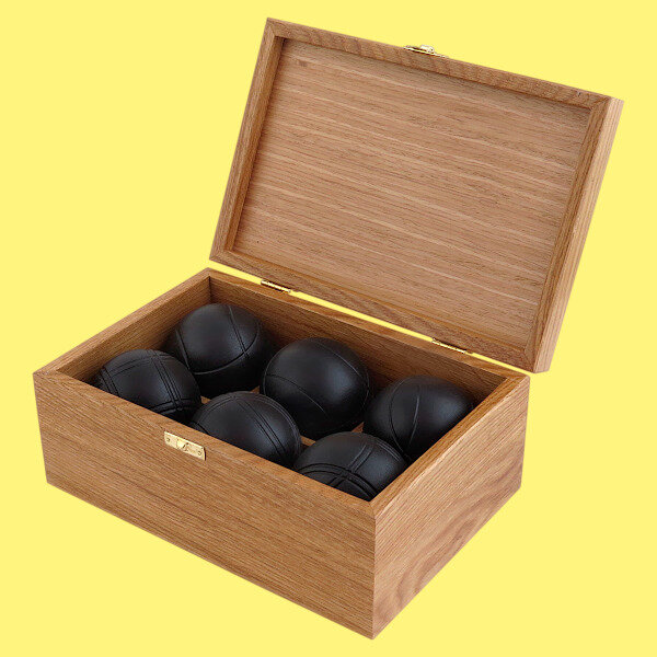 Петанк (бочче) в дубовом кейсе на 6 шаров (цвет чёрный)