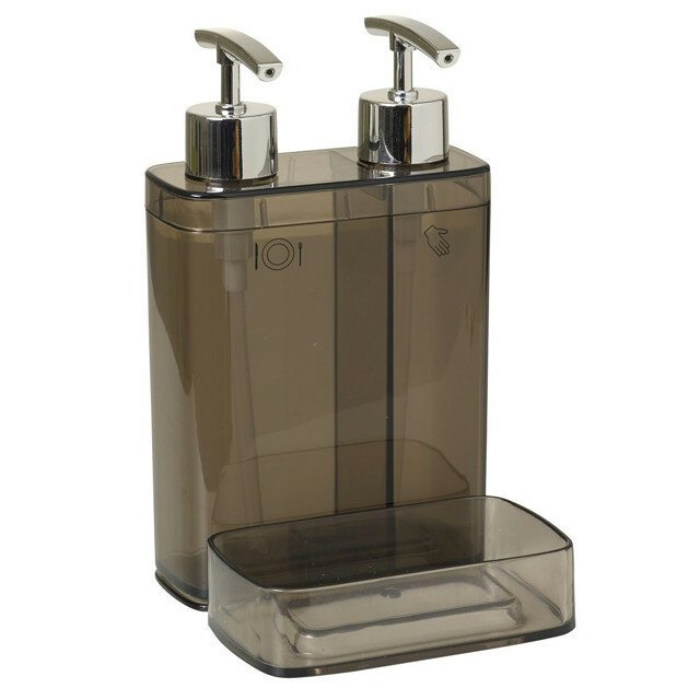 PRIMA NOVA Viva двойной дозатор для жидкого мыла 300/600 мл для губки дымчатый пластик