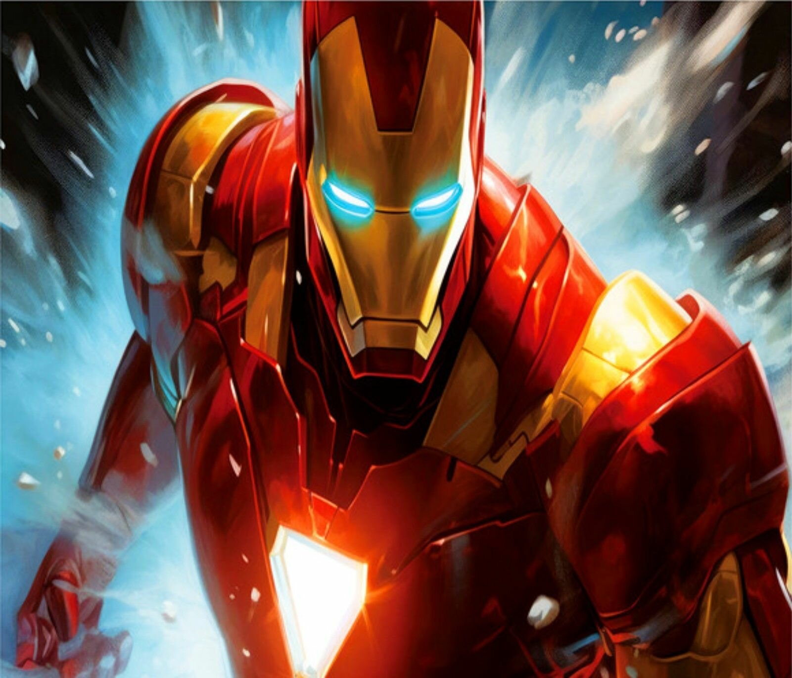 Алмазная мозаика 40х50 Железный человек на подрамнике (картина стразами с декоративной рамкой)