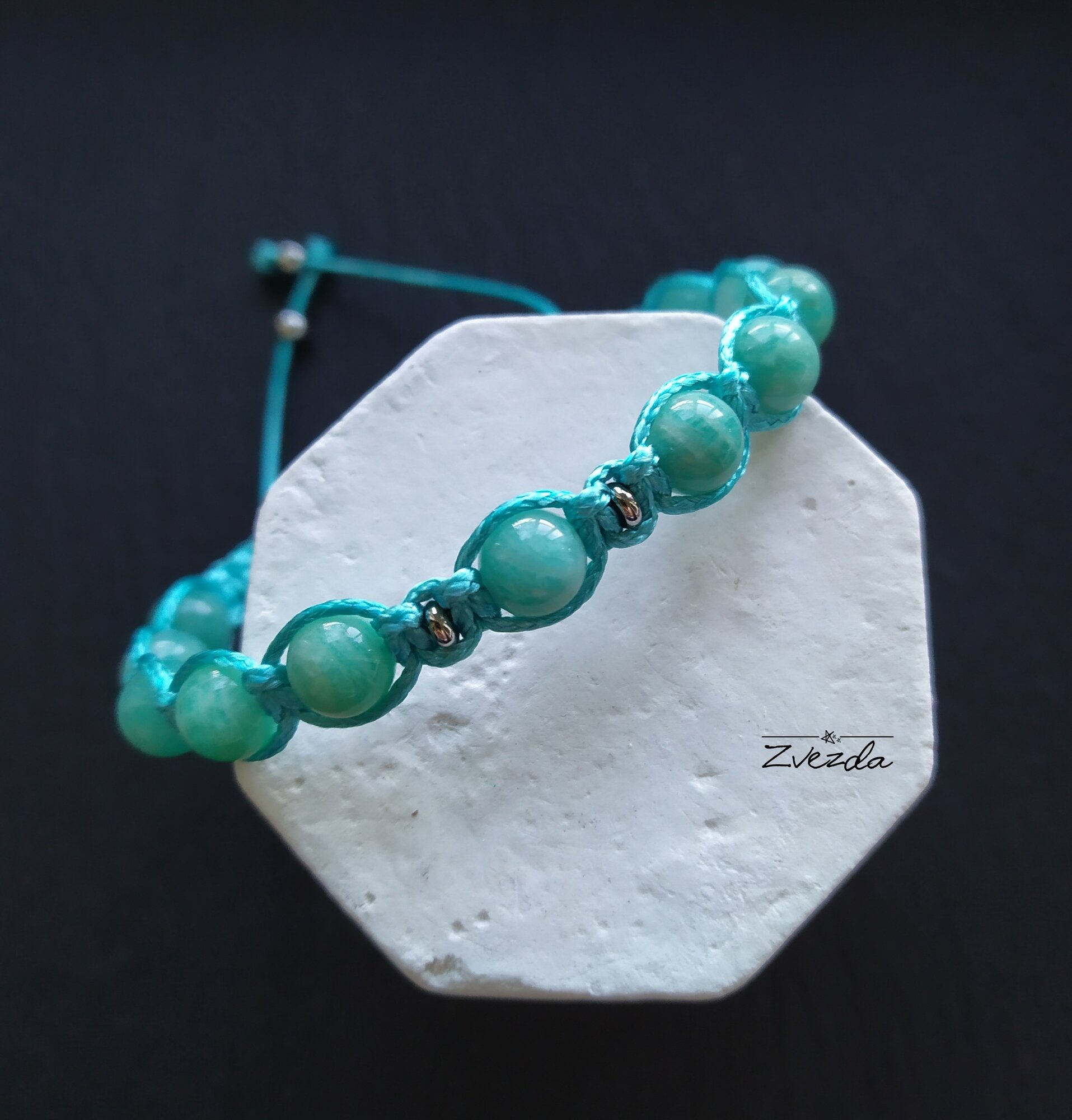 Плетеный браслет, амазонит