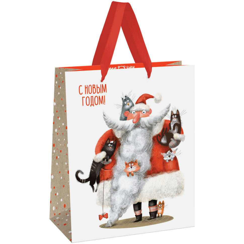 Пакет подарочный 26*32*12см MESHU "Father Frost", крафт, 371089