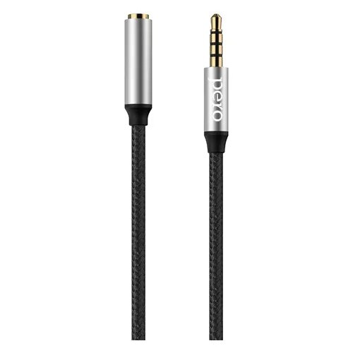 Кабель PERO MC-03, Jack 3.5 (m) - Jack 3.5 (f), в оплетке, черный [prmc-031mb]