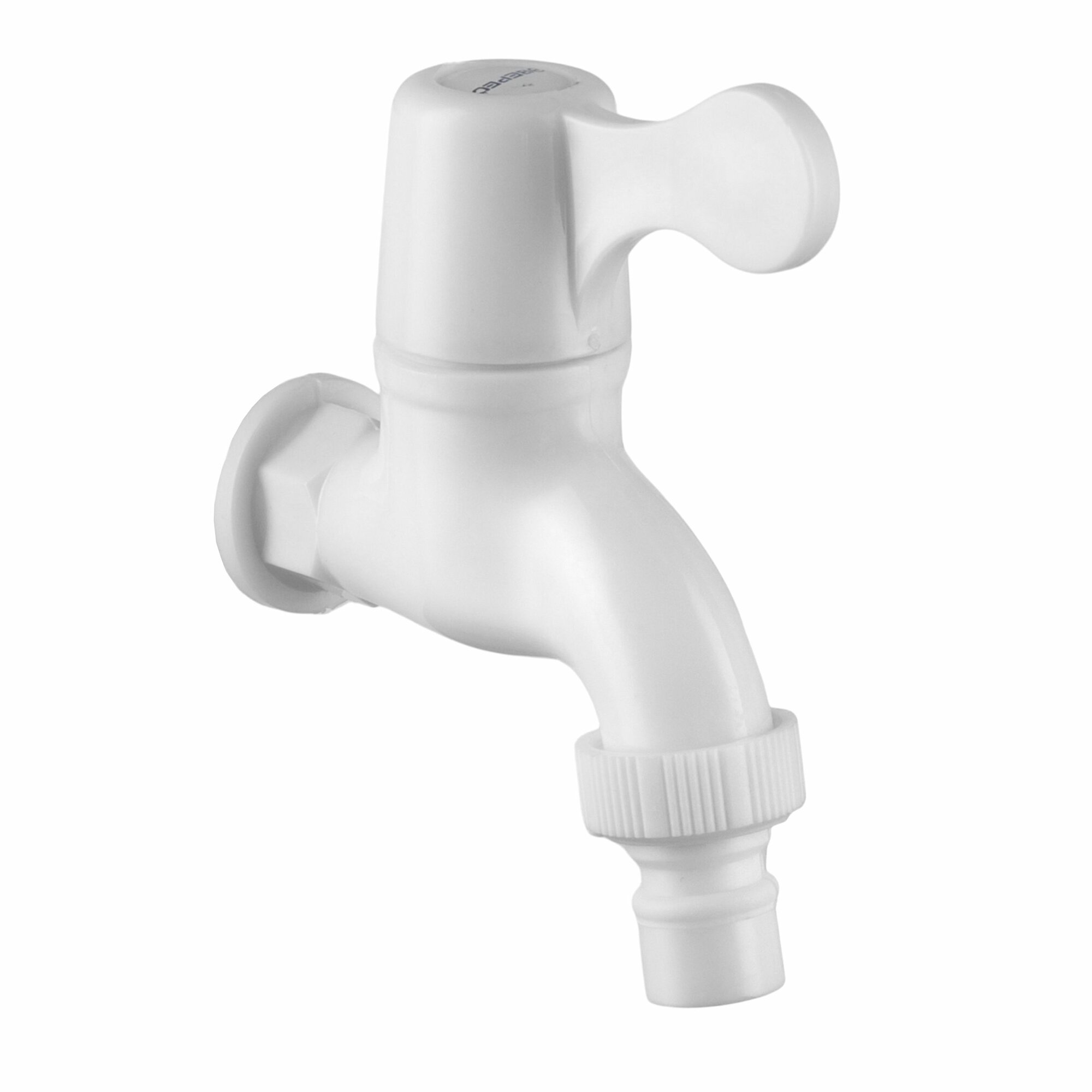 Кран водоразборный для холодной воды с вентильной ручкой с коротким изливом, белый