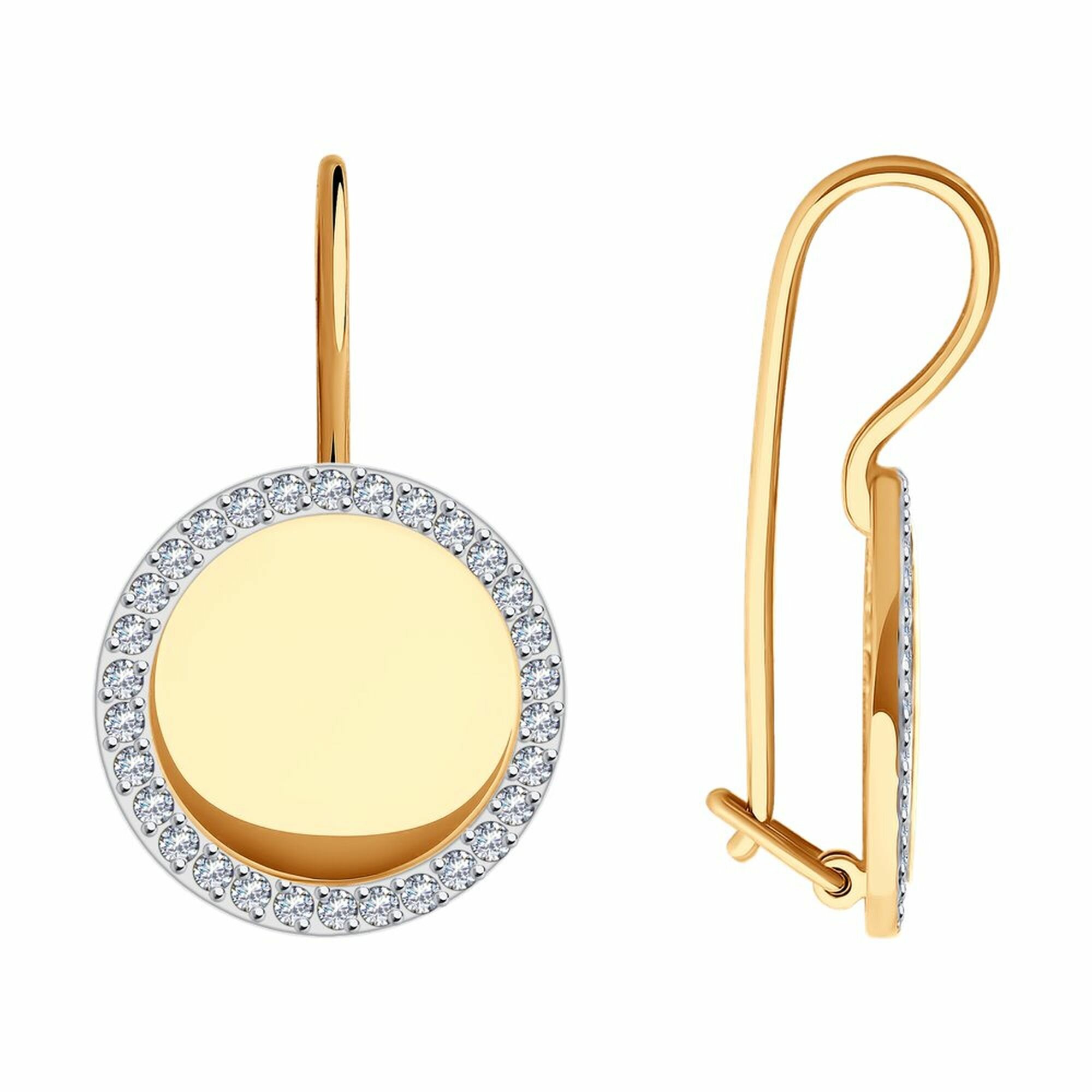 Серьги, красное золото, 585 проба, фианит