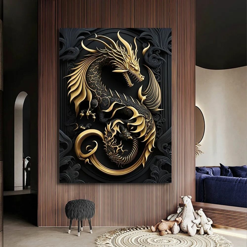 Картина Инь Янь, дракон картина, 60х80 см.