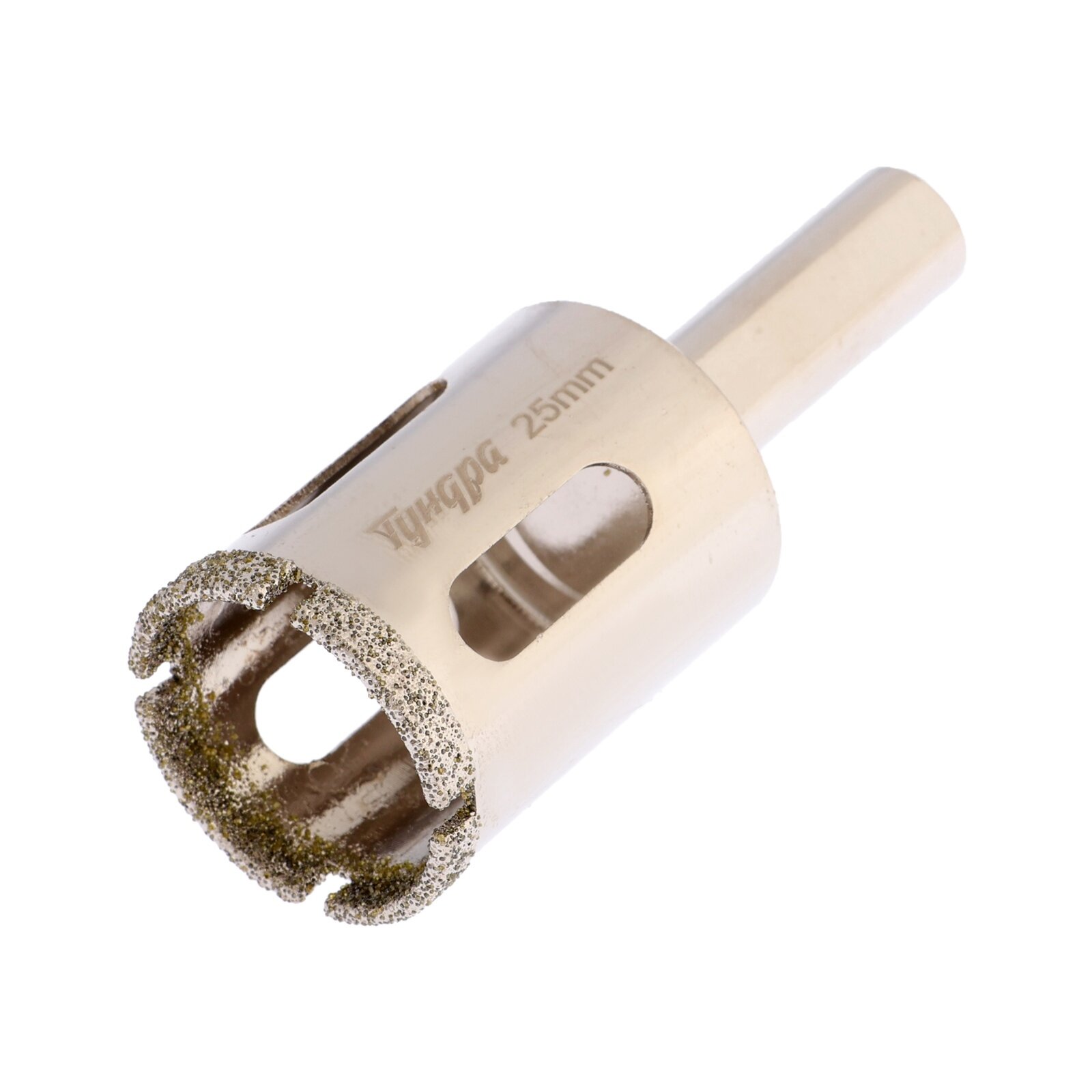 Сверло алмазное по стеклу и керамике тундра, трехгранный хвостовик, 25×65 мм