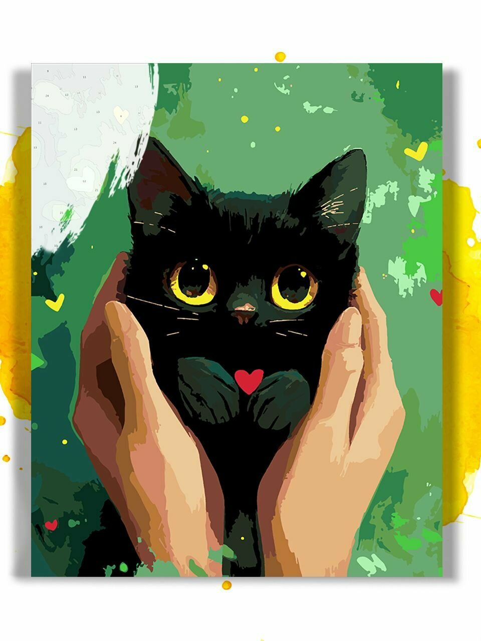 Картина по номерам на холсте Черный котик влюблен в тебя, 40 х 50 см
