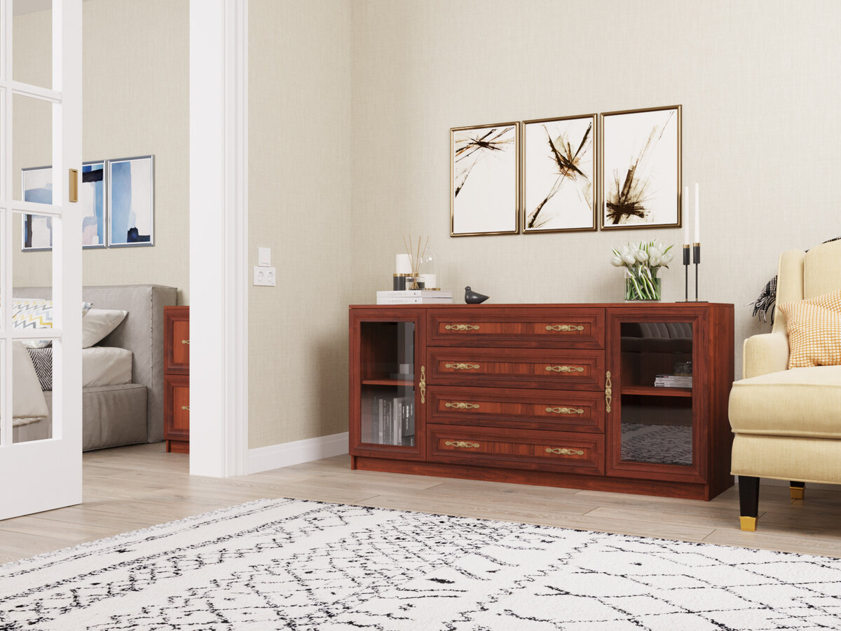 Комод Карлос-065 Орех Итальянский для одежды двухдверный 160*74.5*45