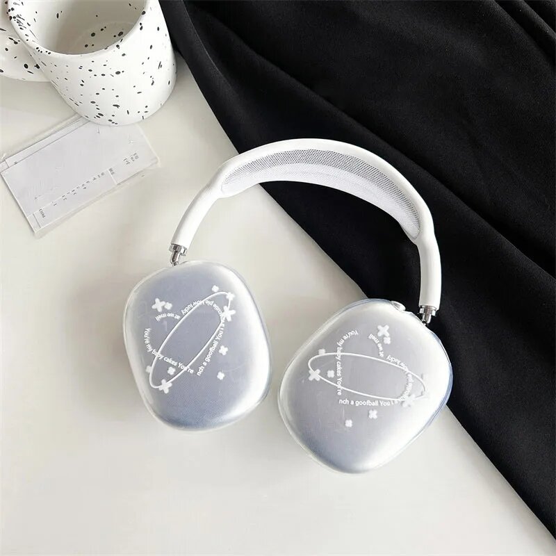 Корейский защитный чехол с надписью "звезда" для наушников Apple Airpods Max, Прозрачный мягкий силиконовый чехол для наушников Airpods Max, аксессуары