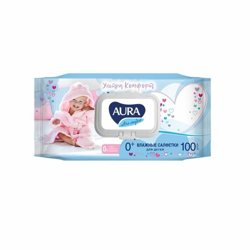 Влажные салфетки Aura, детские, 100 шт детские влажные салфетки салфетки для детей