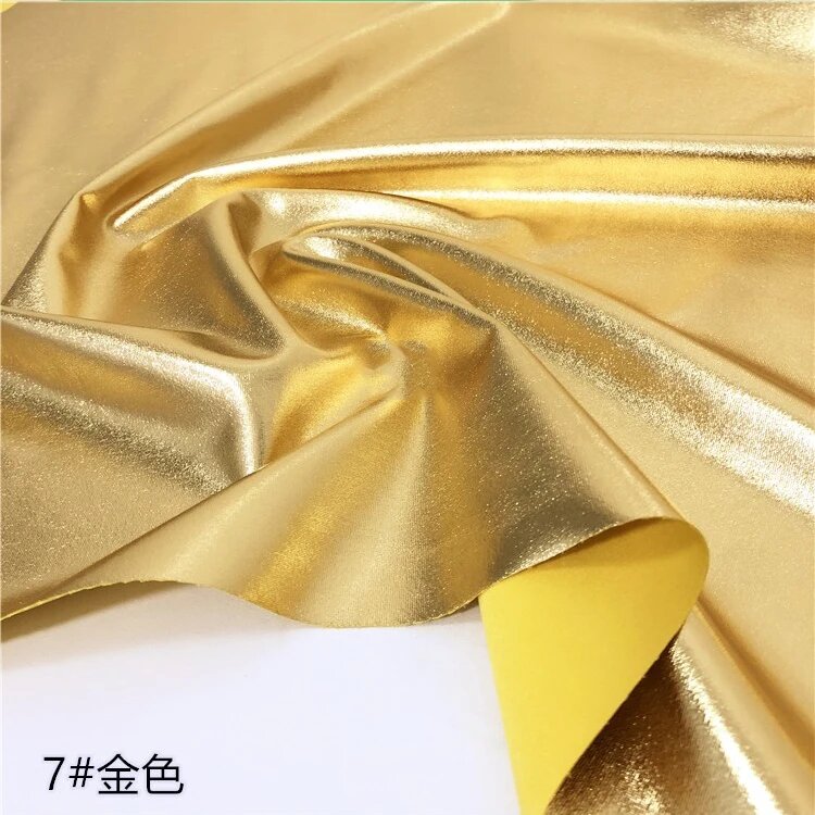 Золотая спандекс ткань для пошива 50х145 см 07