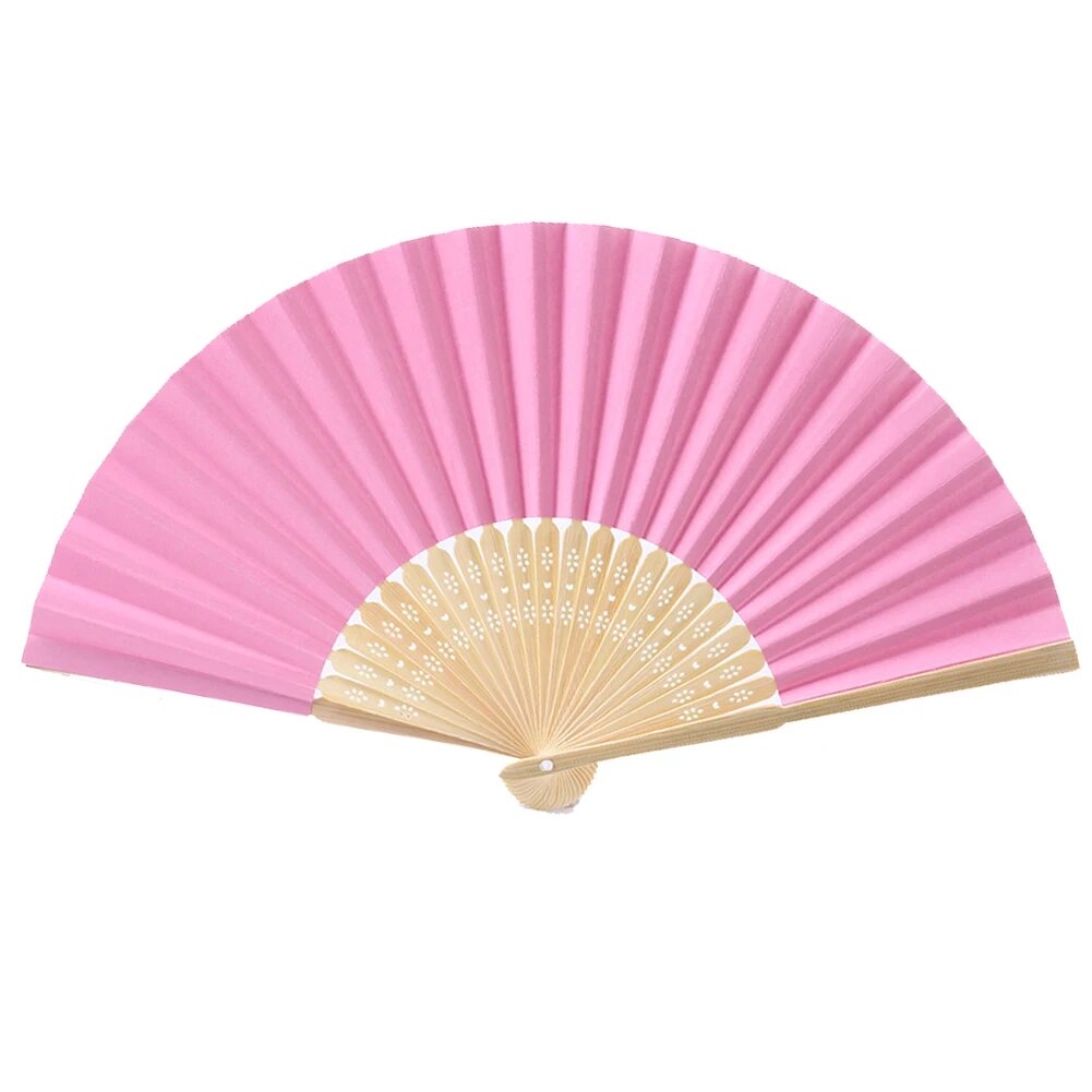 Однотонный бамбуковый складной веер Розовый, pink 1pc