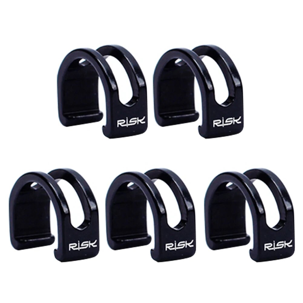 RISK Зажимы для тросов велосипеда U-образные алюминиевые черные 5 шт Черный, черный