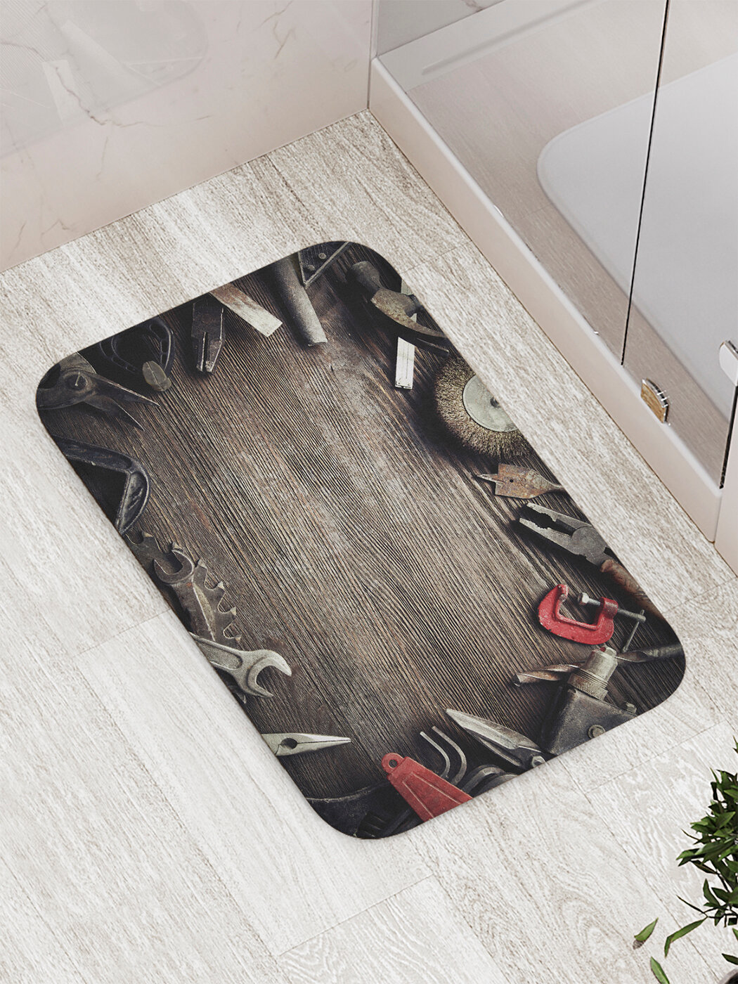 Коврик для ванной комнаты и туалета противоскользящий "Инструменты мастера" 52х77 см, JoyArty