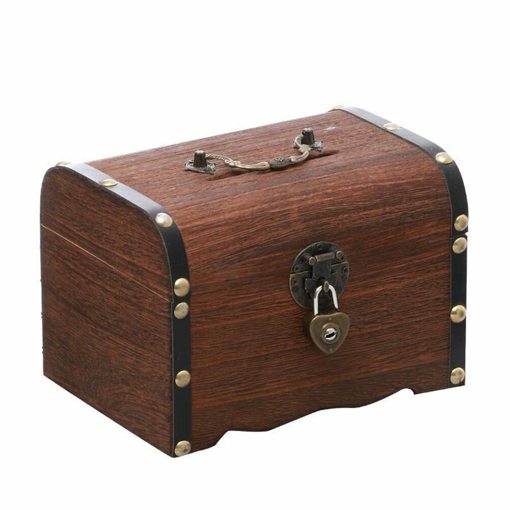 Винтажный деревянный ящик для хранения с комбинированным замком – стильный сундук для денег, украшений и ценных вещей