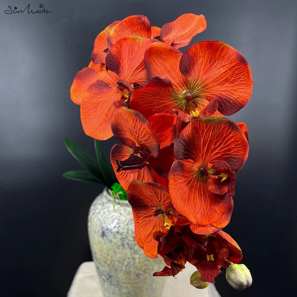 SunMade искусственные орхидеи синие 10 голов Оранжевый, Orange