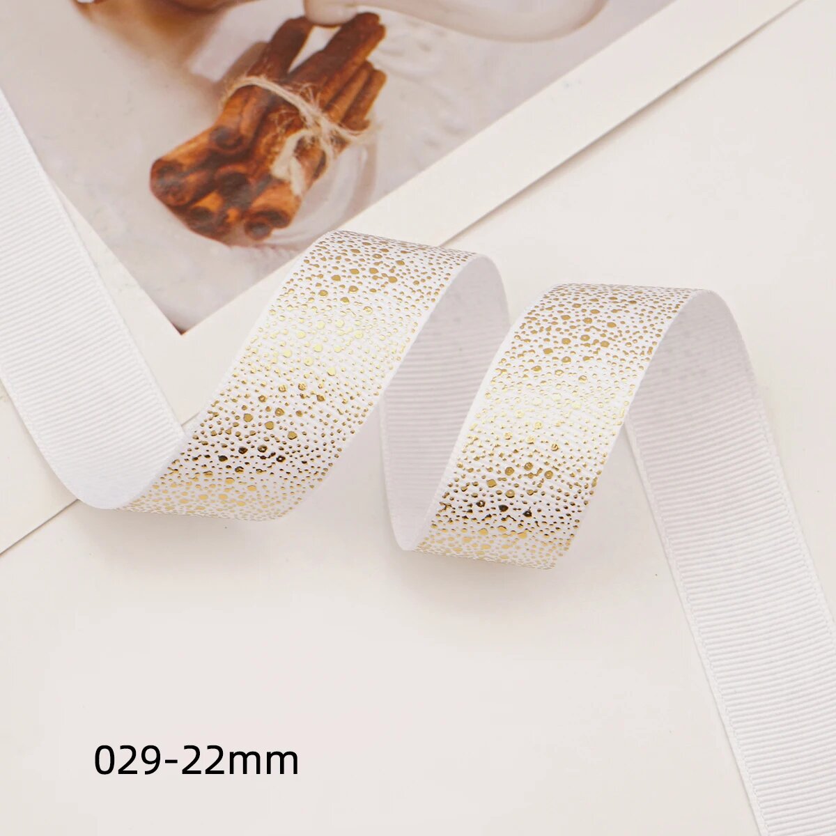 Репсовые ленты Top Ribbon полушелковые 22 мм 5 ярдов Белый, 029