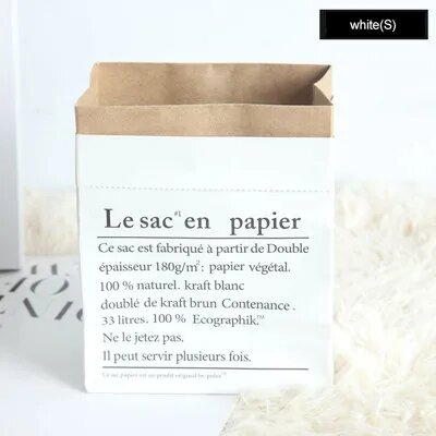 HVAYI Мини-сумка для хранения из крафт-бумаги белая white small