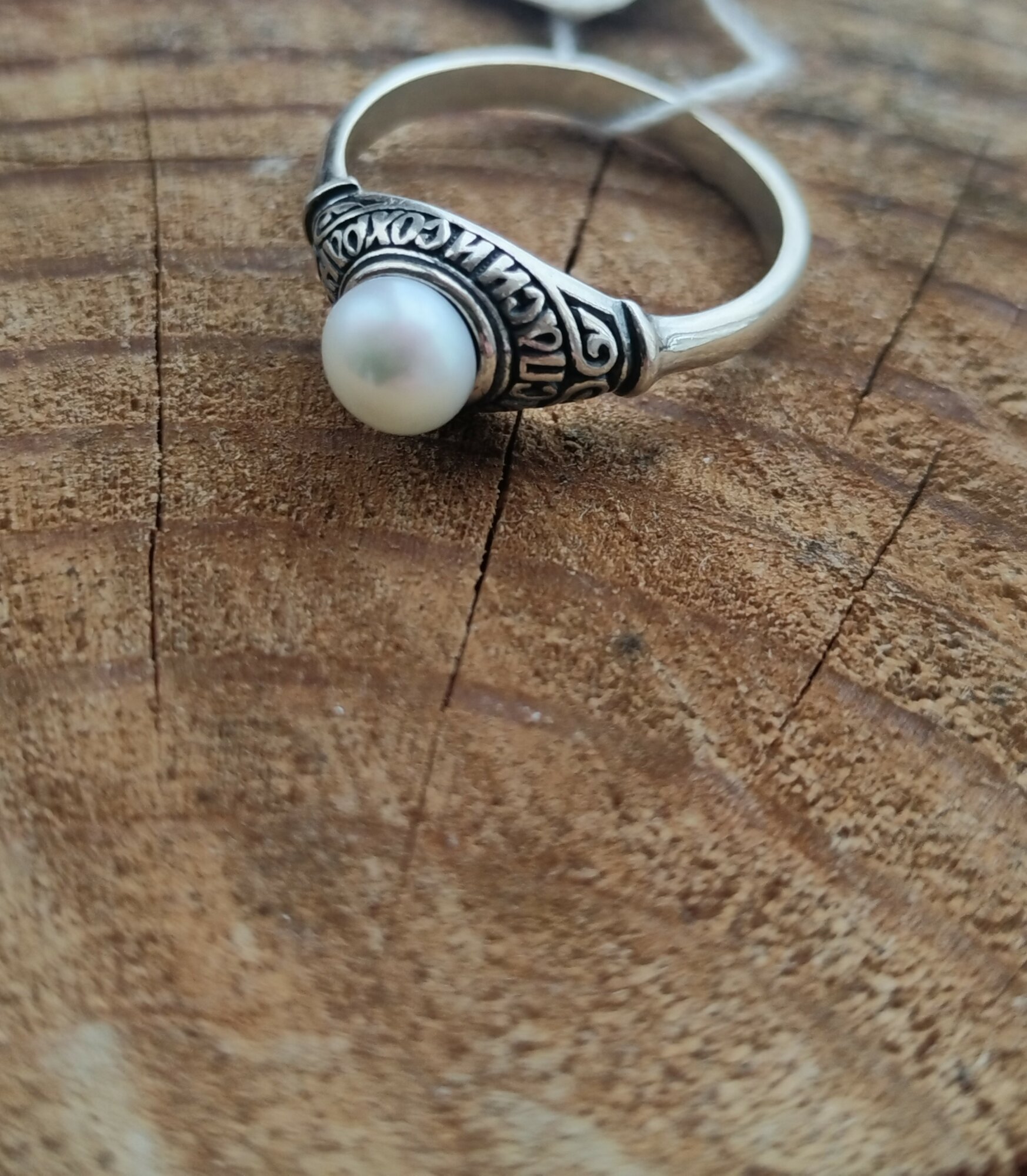 Перстень, серебро, 925 проба, чернение, жемчуг культивированный