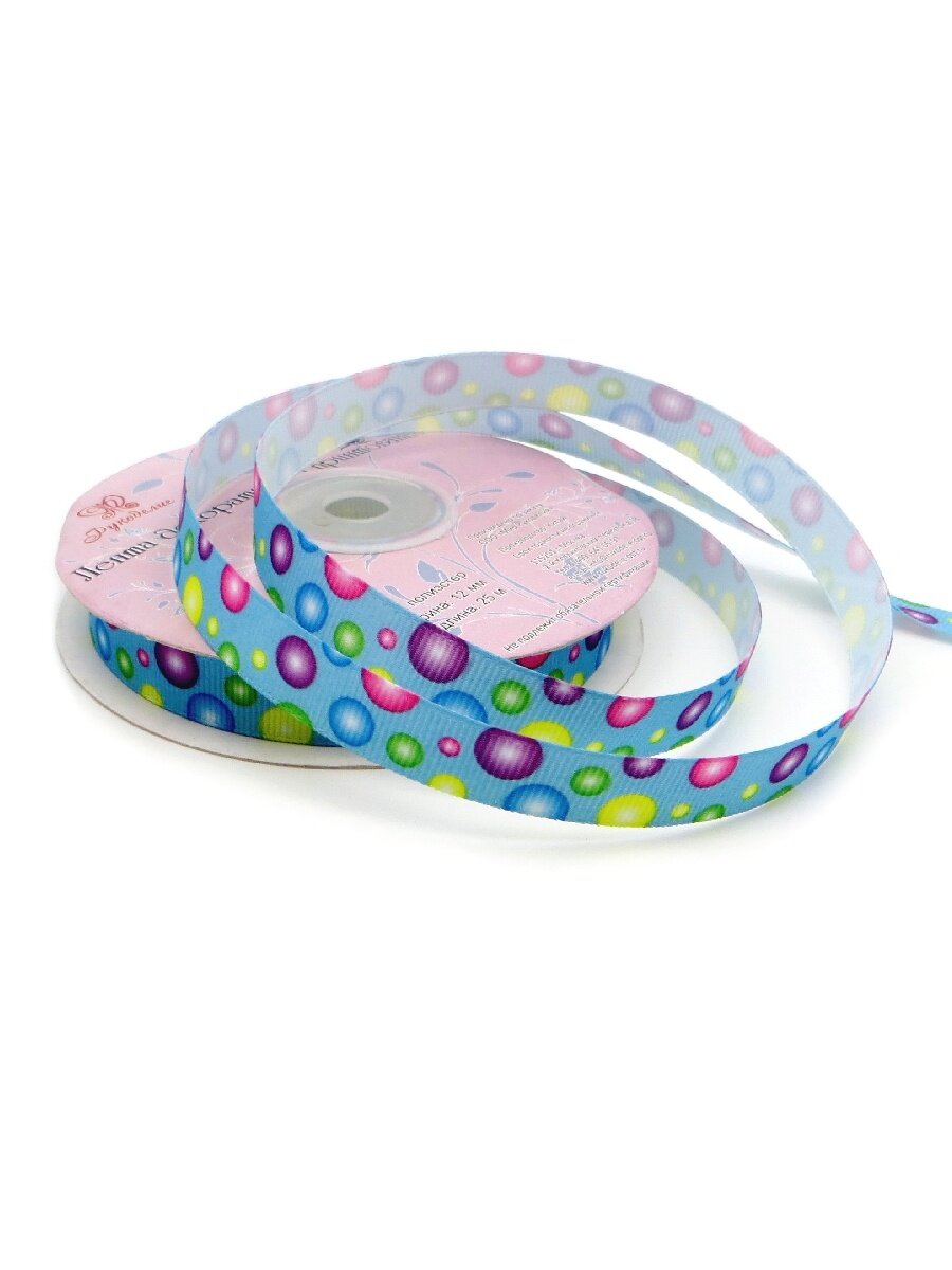 Лента декоративная Рукоделие принтованная, 25 м, цвет 02, полиэстер