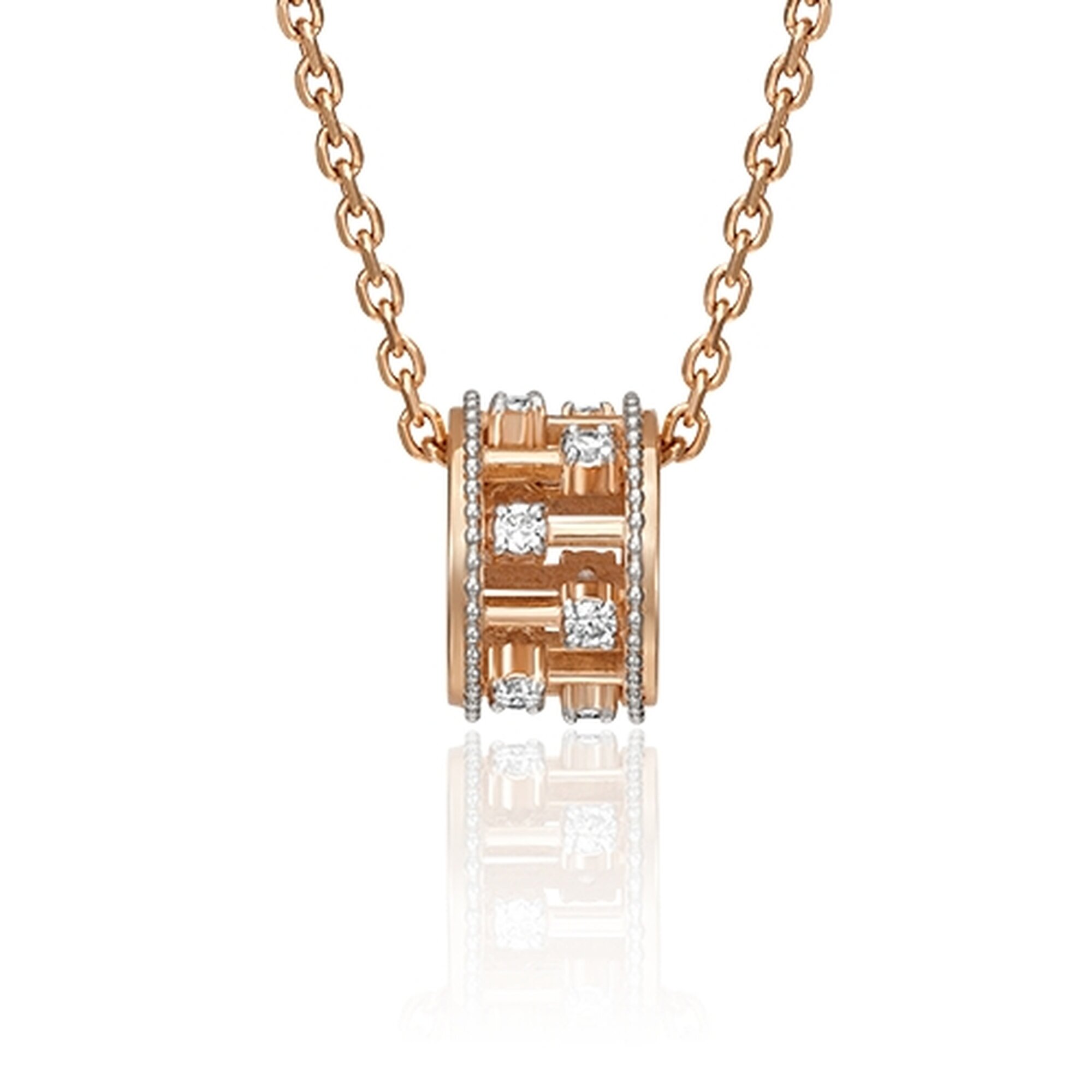 Подвеска, комбинированное золото, 585 проба, фианит